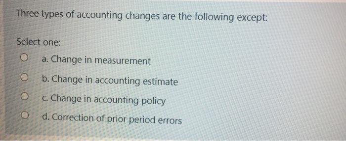 Solved Three types of accounting changes are the following | Chegg.com