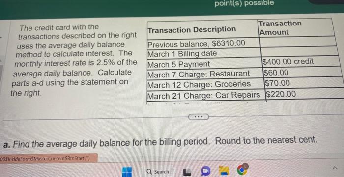 Solved The credit card with the transactions described on | Chegg.com