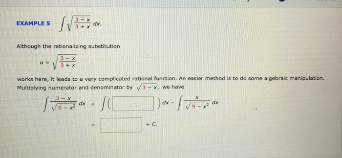 Solved EXAMPLES V Although the rationalizing substitution - | Chegg.com