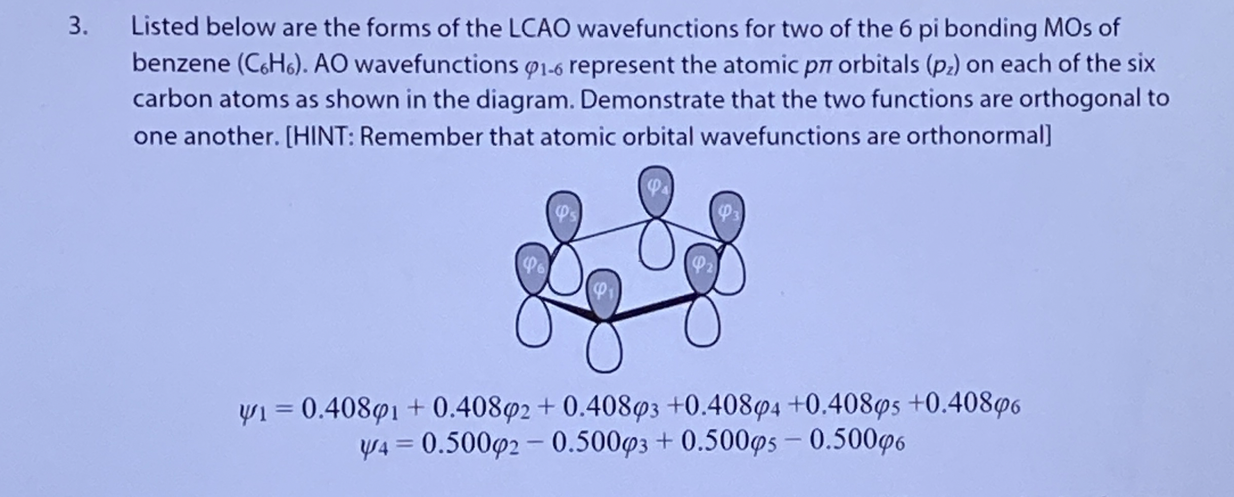 Solved Listed below are the forms of the LCAO wavefunctions | Chegg.com