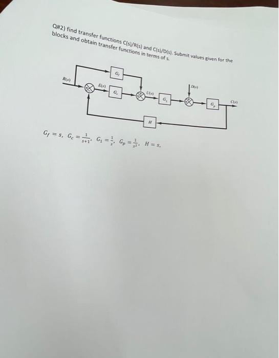 Solved QH2) find transfer functions C(s)/R(s) and C(s)/O(s) | Chegg.com