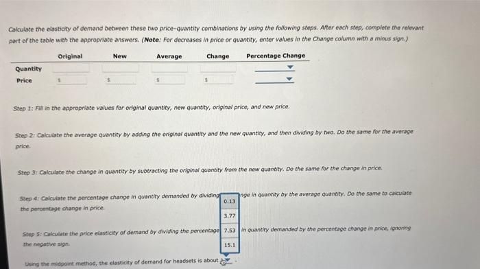 Solved 2. Calculating the price elasticity of demandt A | Chegg.com