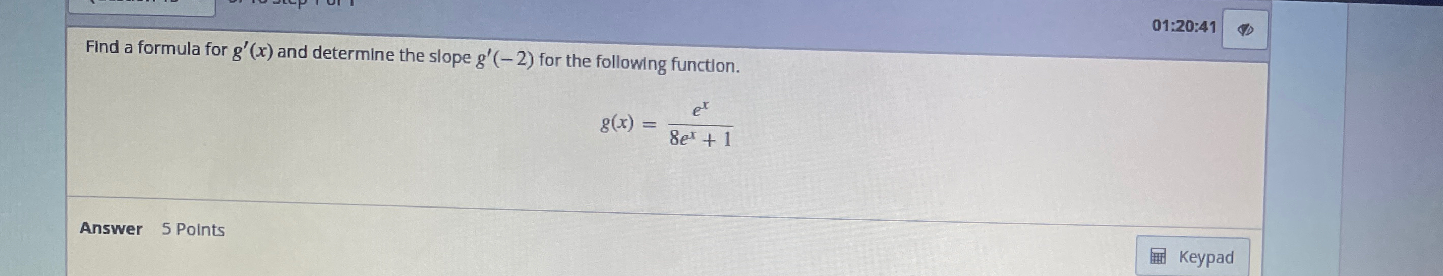 Solved 01:20:41Find a formula for g'(x) ﻿and determine the | Chegg.com