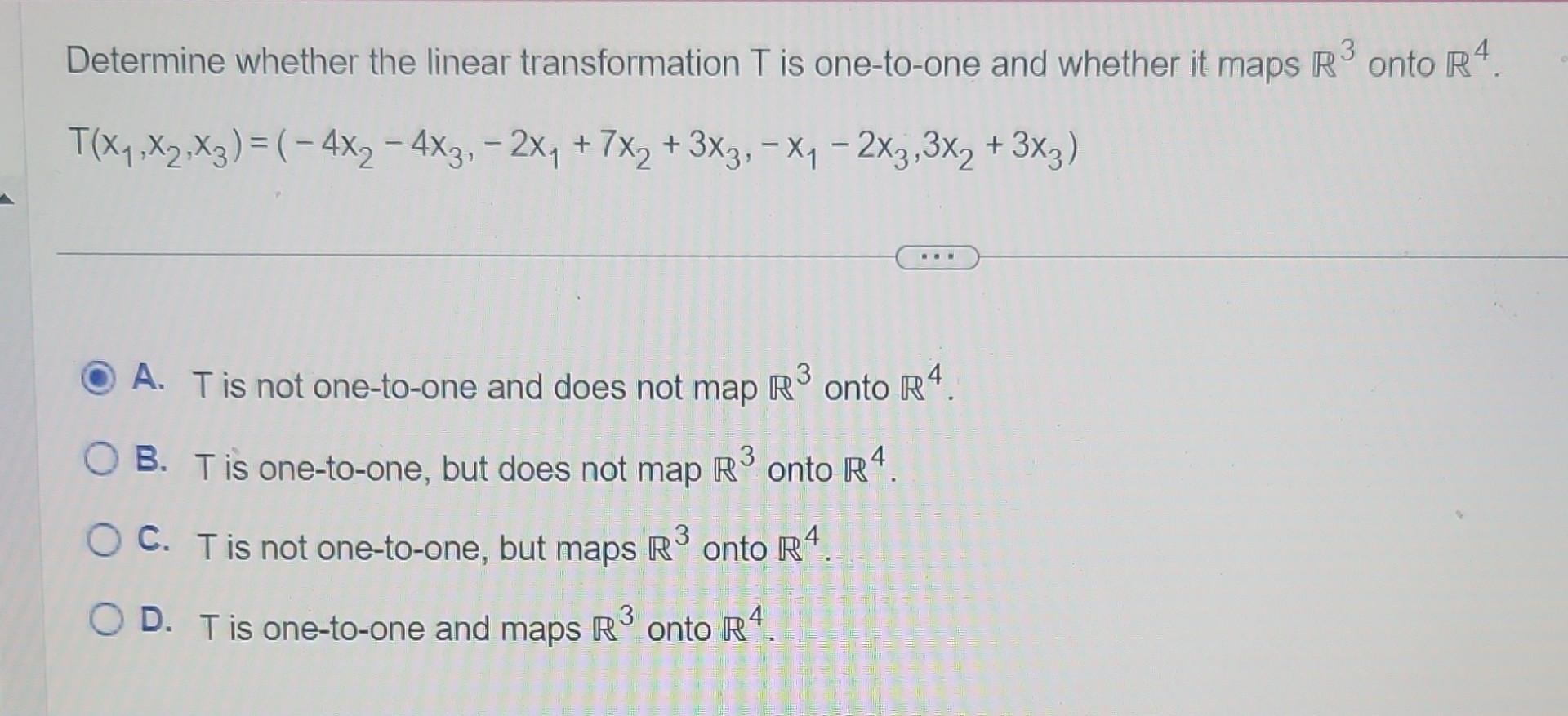 Solved Determine whether the linear transformation T is | Chegg.com