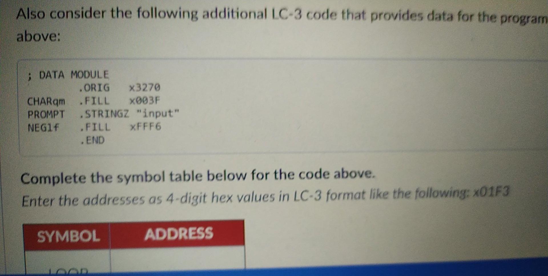 Solved Consider the following LC-3 program that prompts for | Chegg.com