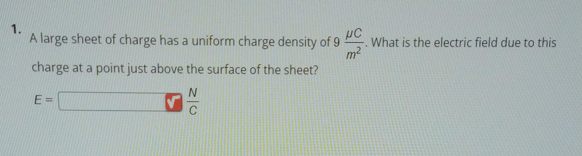 Solved A large sheet of charge has a uniform charge density | Chegg.com