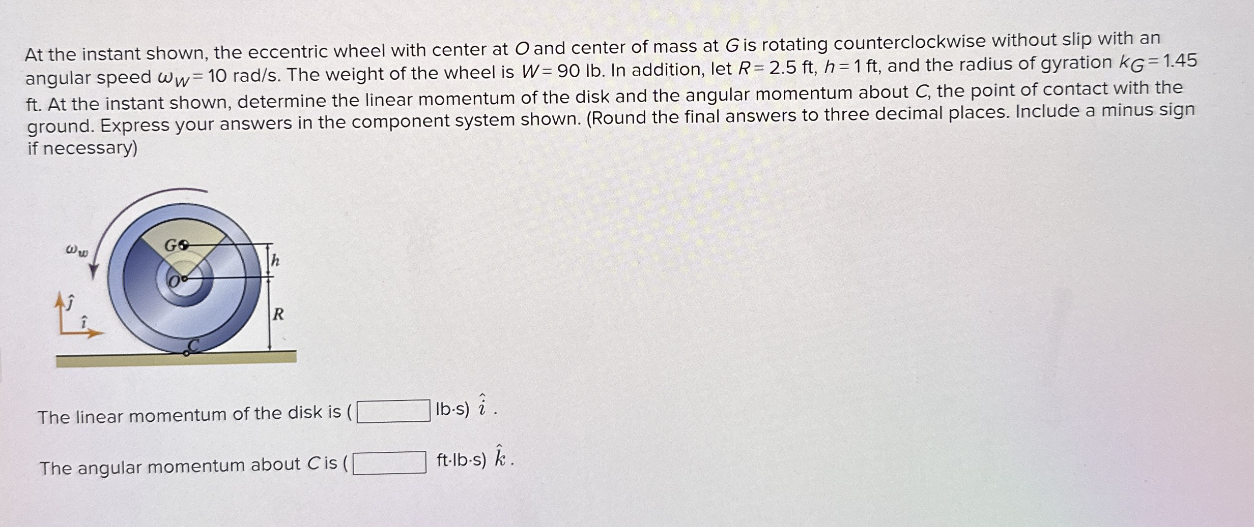 Solved At the instant shown, the eccentric wheel with center | Chegg.com