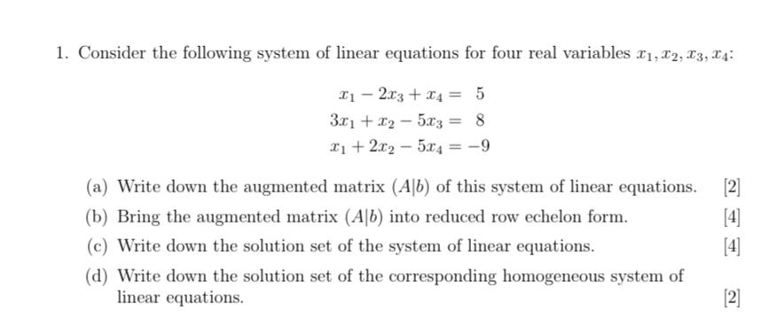 Solved Consider the following system of linear equations for | Chegg.com