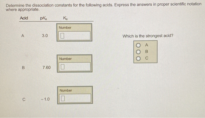 Solved Determine The Dissociation Constants For The