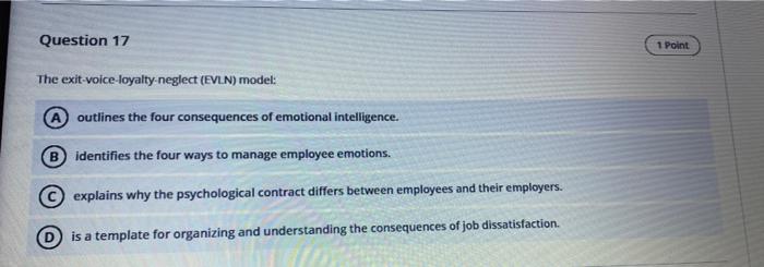 Solved Question 17 1 Point The exit-voice-loyalty.neglect | Chegg.com