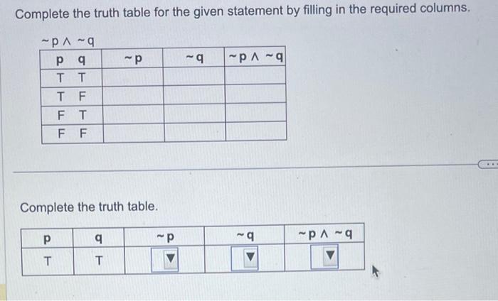 Solved Complete the truth table for the given statement by | Chegg.com