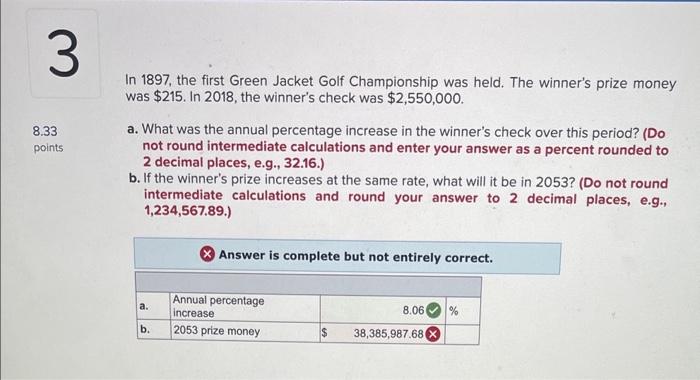 Solved In 1897 , the first Green Jacket Golf Championship | Chegg.com