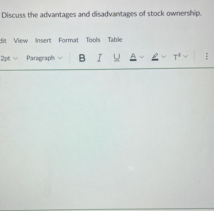 Solved Discuss the advantages and disadvantages of stock | Chegg.com