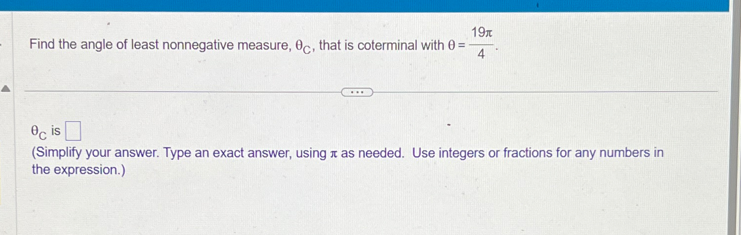 Solved Find the angle of least nonnegative measure, θC, | Chegg.com