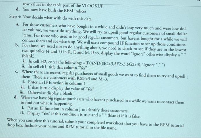 As noted in the chapter, doing an RFM analysis | Chegg.com