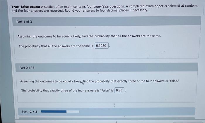 Solved True-false exam: A section of an exam contains four | Chegg.com