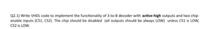 Solved Q2.1) Write VHDL code to implement the functionality | Chegg.com