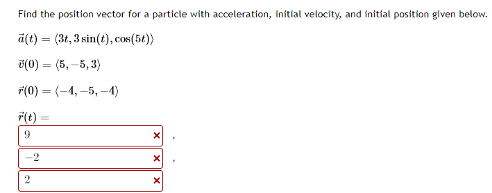 Solved Find the position vector for a particle with | Chegg.com