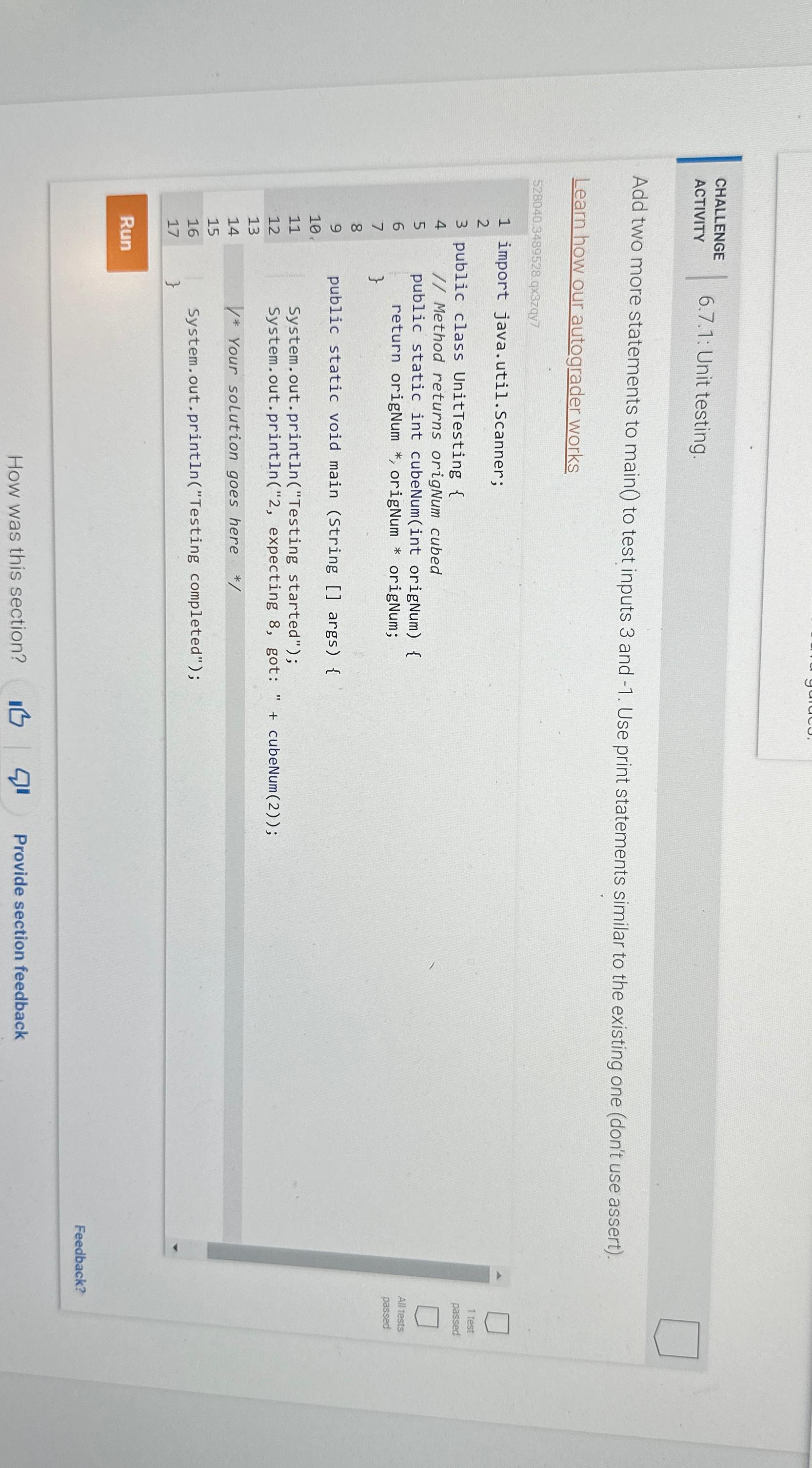 Solved CHALLENGEACTIVITY6.7.1: Unit testing.Add two more | Chegg.com