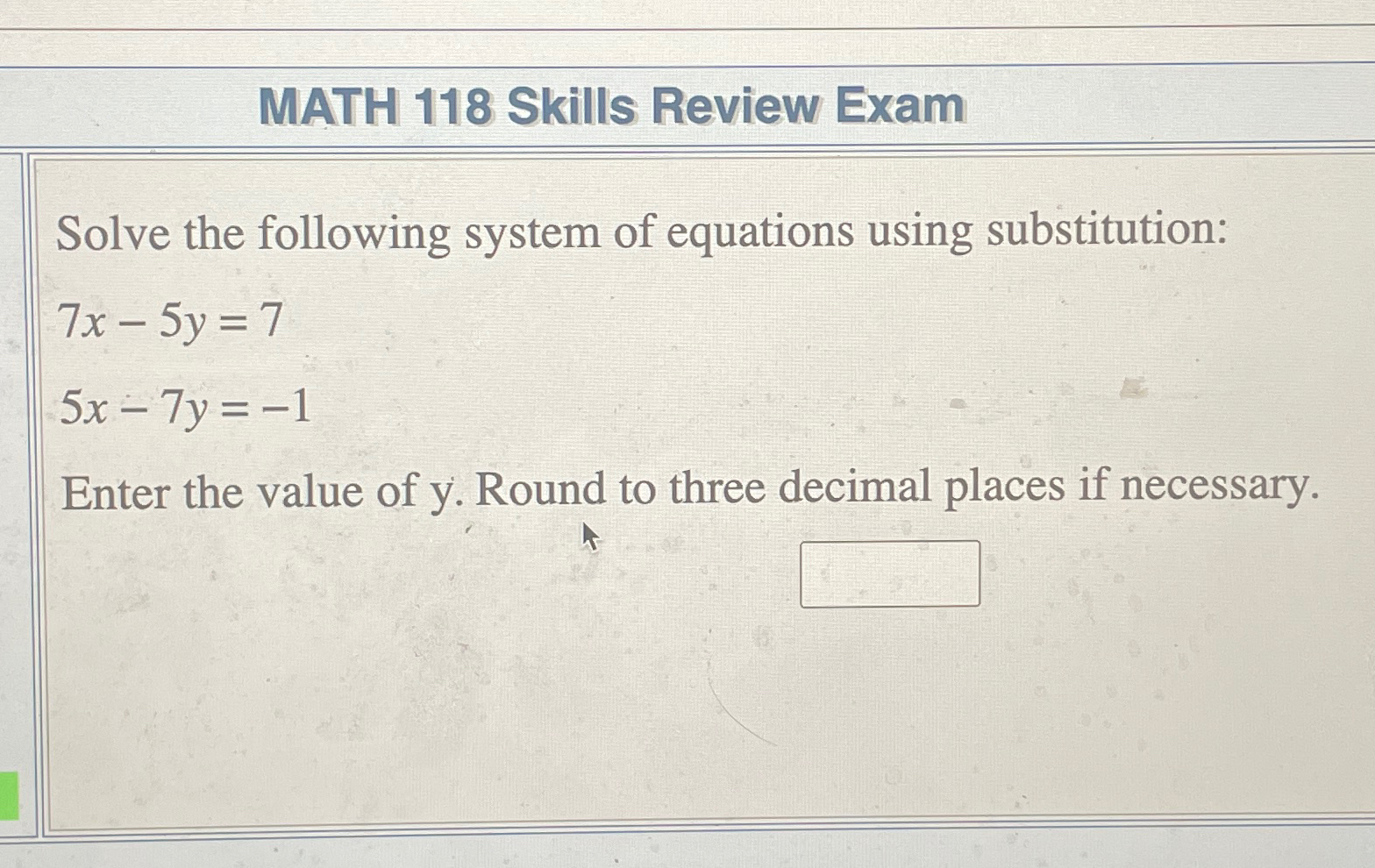 Solved MATH 118 ﻿Skills Review ExamSolve the following | Chegg.com