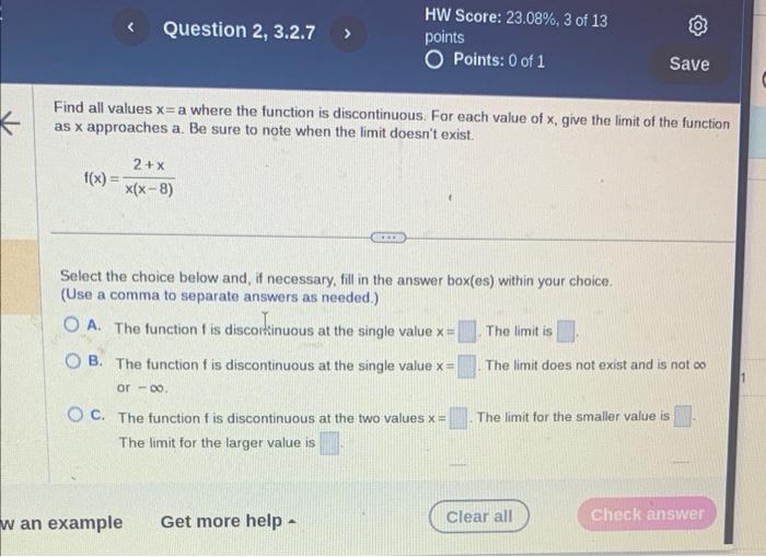Solved Find all values x=a where the function is | Chegg.com