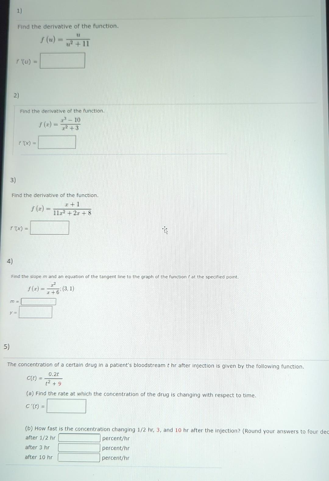 Solved Find the derivative of the function. f(u)=u2+11u | Chegg.com