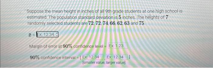 Solved Suppose the mean height in inches of all 9th grade | Chegg.com