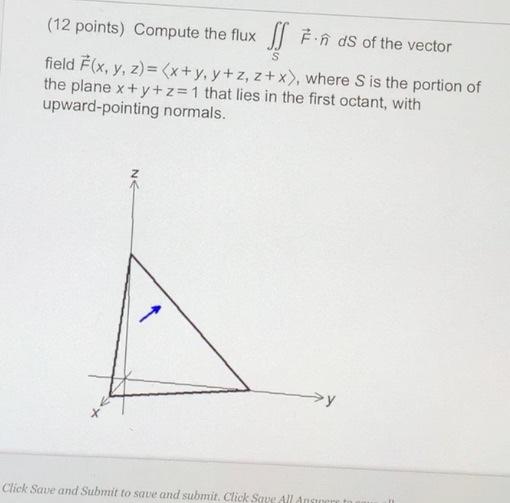 Solved (12 points) Compute the flux ∬SF⋅n^dS of the vector | Chegg.com Solved (12 points) Compute the flux ∬SF⋅n^dS of the vector | Chegg.com