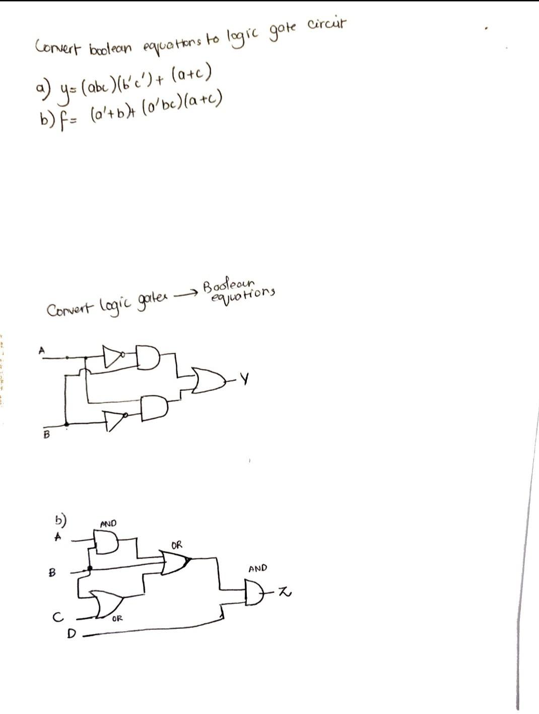 Solved Convert boolean equattons to logic gate circuir a) | Chegg.com