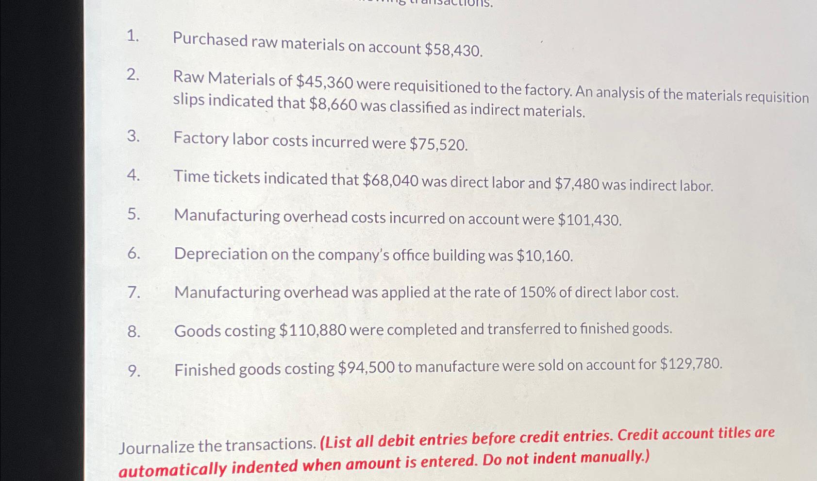 Purchased raw materials on account $58,430.\\nRaw | Chegg.com