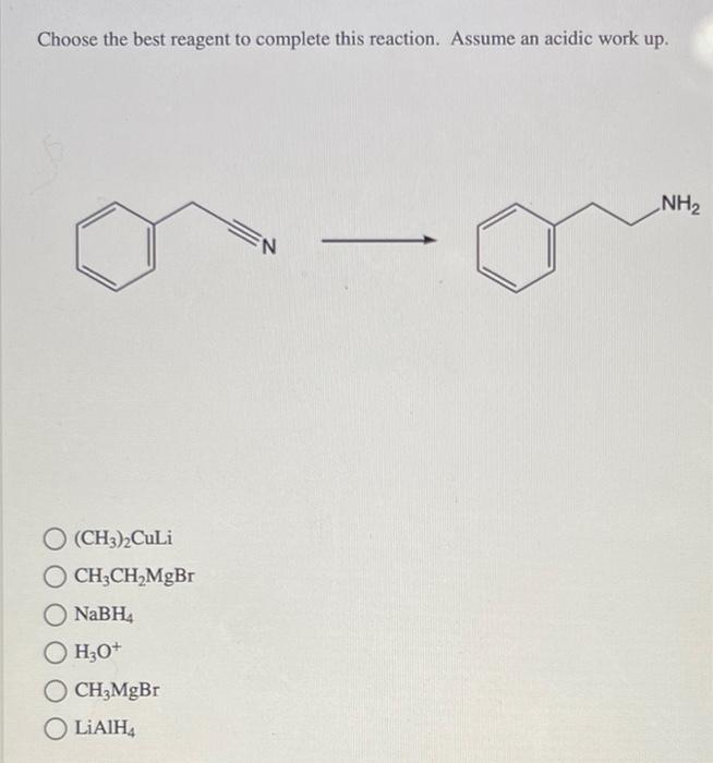 Solved Choose the best reagent to complete this reaction. | Chegg.com