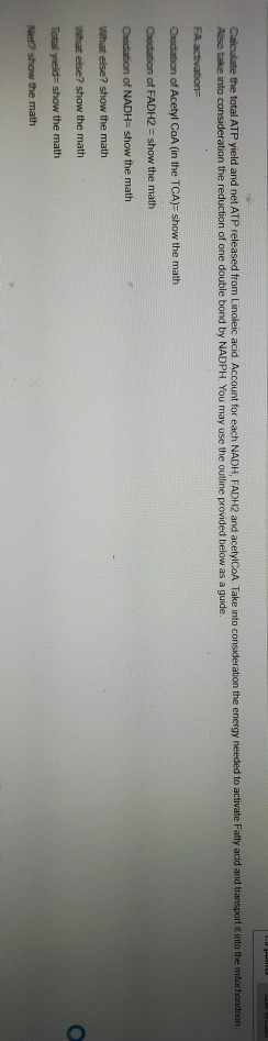 Solved Calculate the total ATP yield and net ATP released | Chegg.com