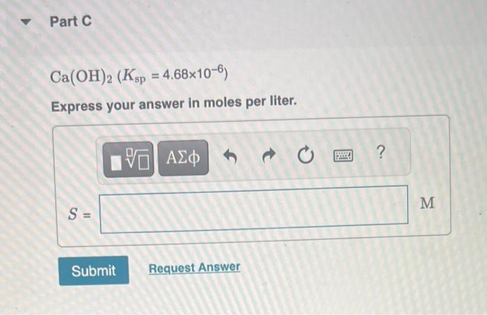 Solved Use the Ksp values to calculate the molar solubility | Chegg.com