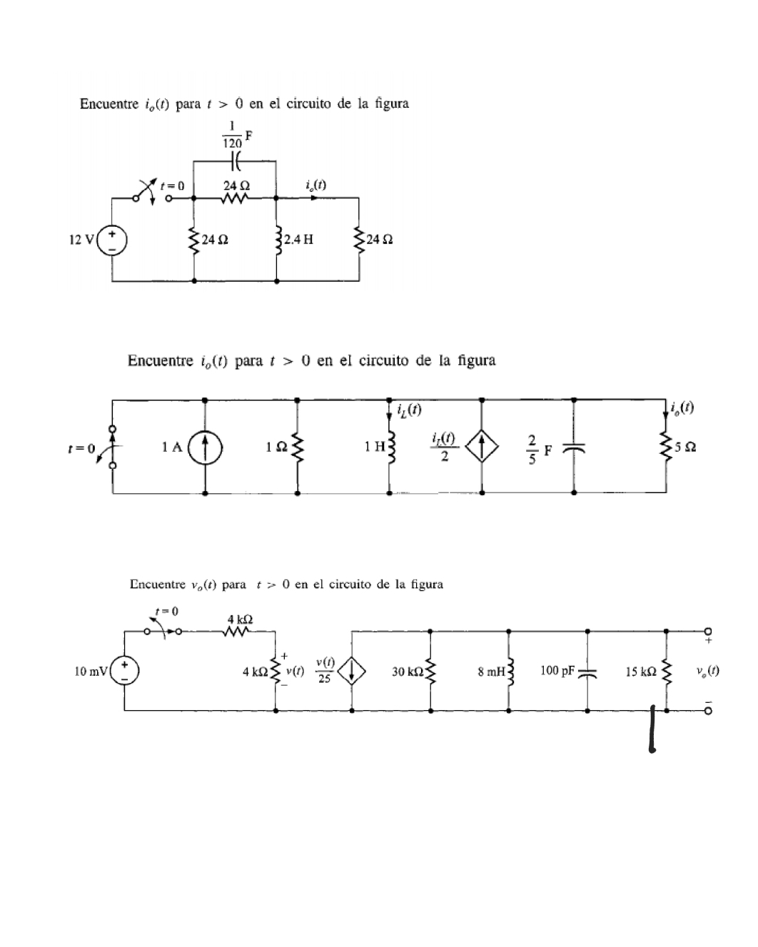 Solved Encuentre io(t) ﻿para t>0 ﻿en el circuito de la | Chegg.com