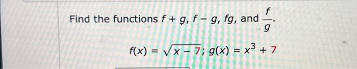 Solved Let f(x)=x3+3 and g(x)=x2−8. Find the rule for the | Chegg.com