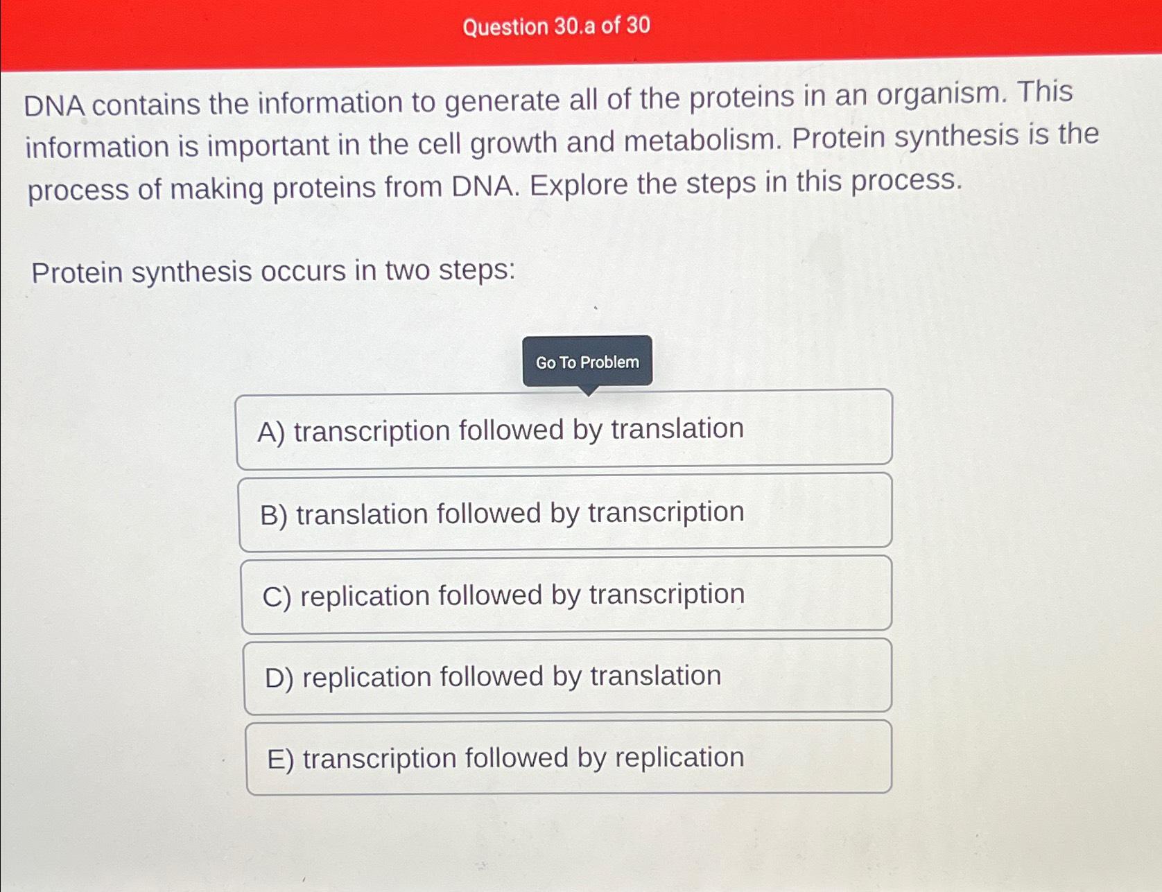 Solved Question 30.a of 30DNA contains the information to | Chegg.com