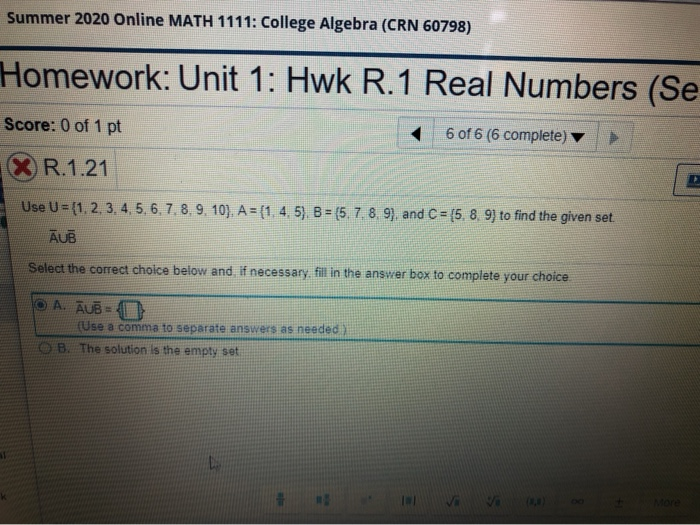 Solved Summer 2020 Online MATH 1111: College Algebra (CRN | Chegg.com