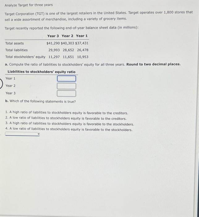 Solved Analyze Target for three years Target Corporation | Chegg.com