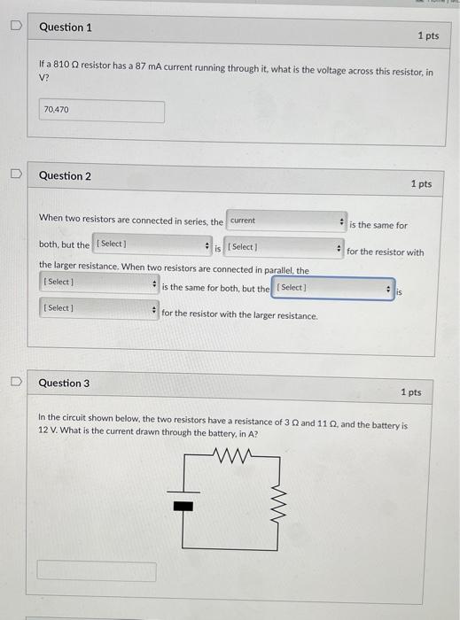 Solved If a 810Ω resistor has a 87 mA current running | Chegg.com