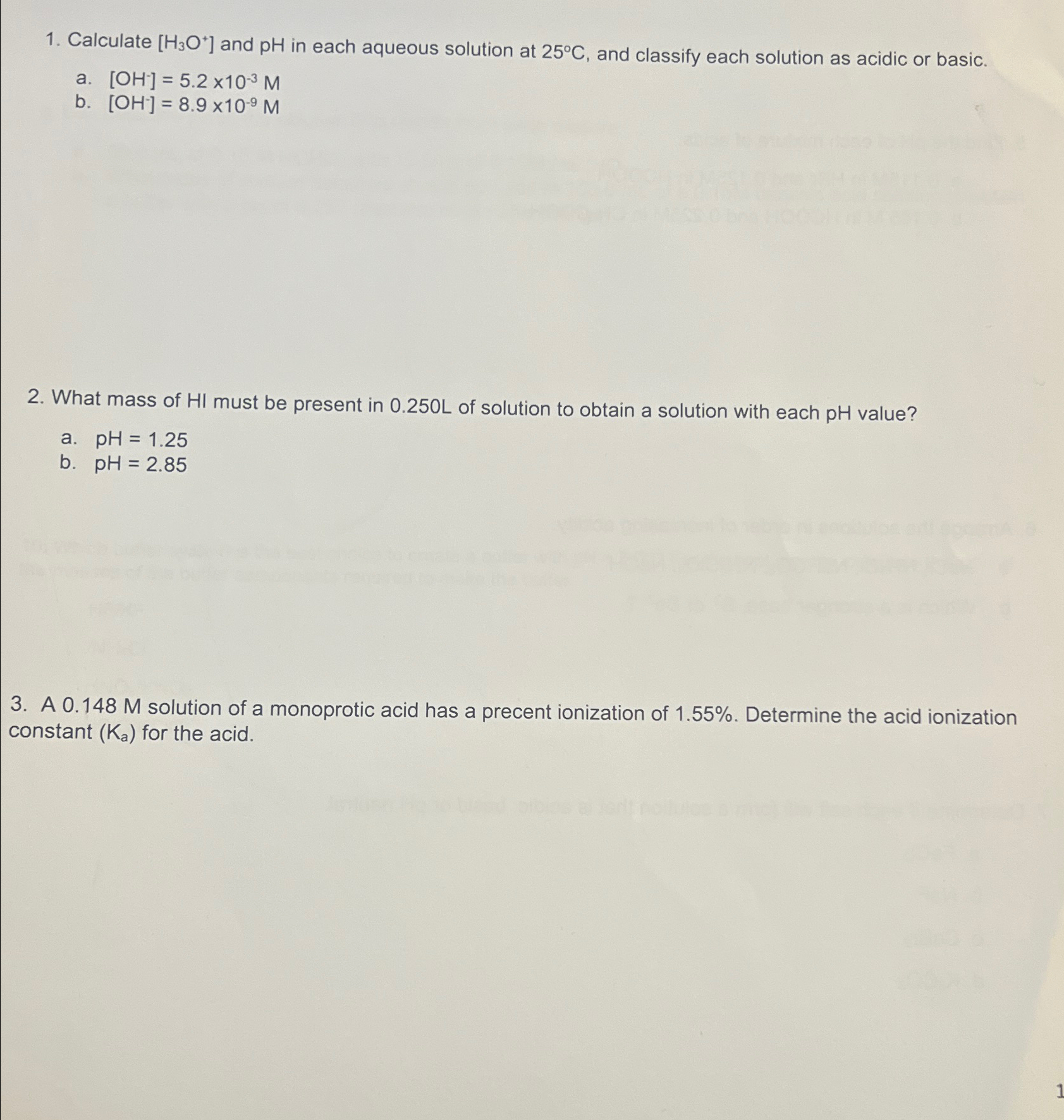 Solved Calculate H3O+and pH ﻿in each aqueous solution at | Chegg.com