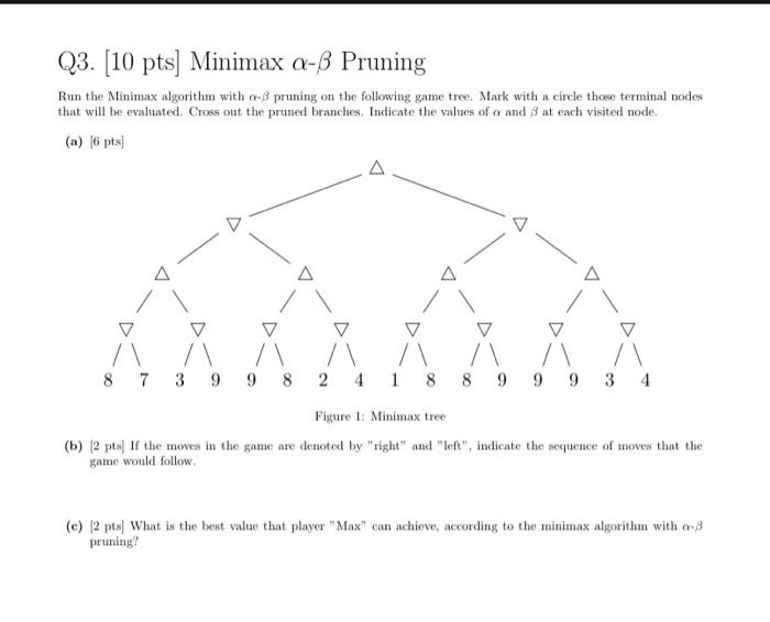 Solved Q3. [10 pts) Minimax a-B Pruning Run the Minimax | Chegg.com