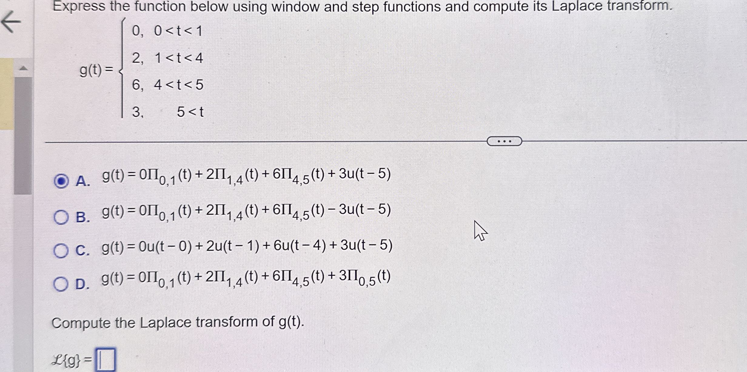 Solved Express the function below using window and step | Chegg.com