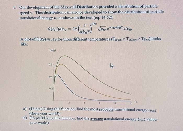 Solved 1. Our development of the Maxwell Distribution | Chegg.com