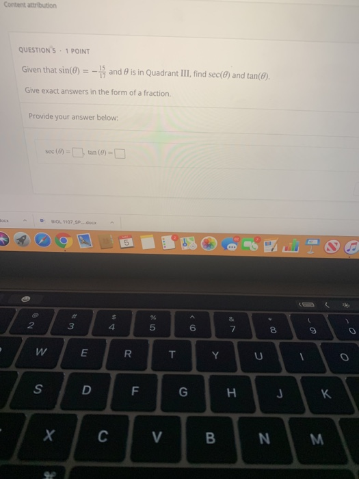 Solved Content attribution QUESTION 5.1 POINT Given that | Chegg.com