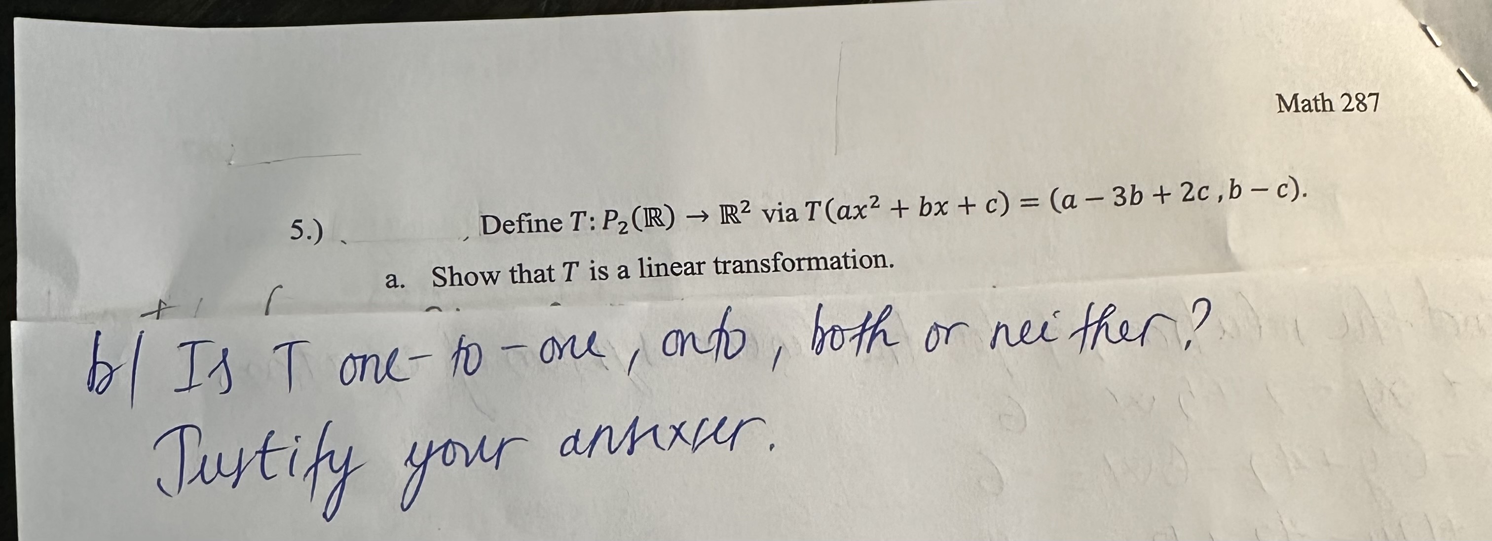 5.)Define T:P2(R)→R2 ﻿via | Chegg.com