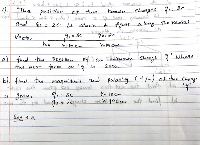 Solved 1). but The position of two known and R2 2c is Shown | Chegg.com