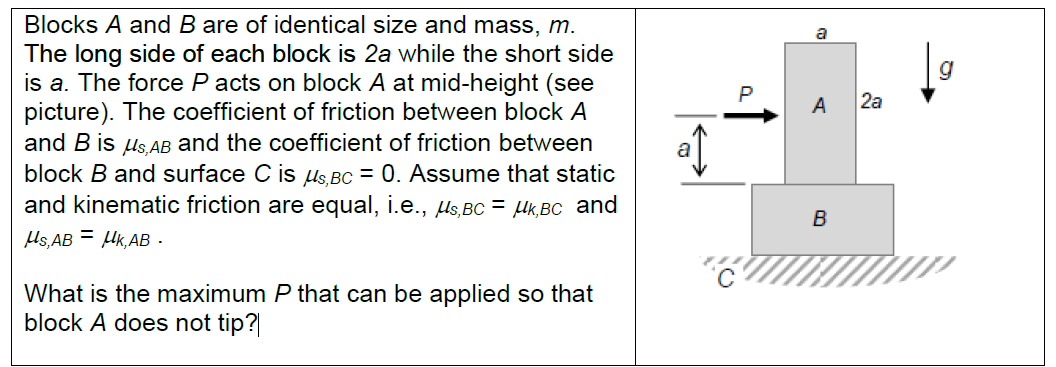 Solved Blocks A and B ﻿are of identical size and mass, m.The | Chegg.com