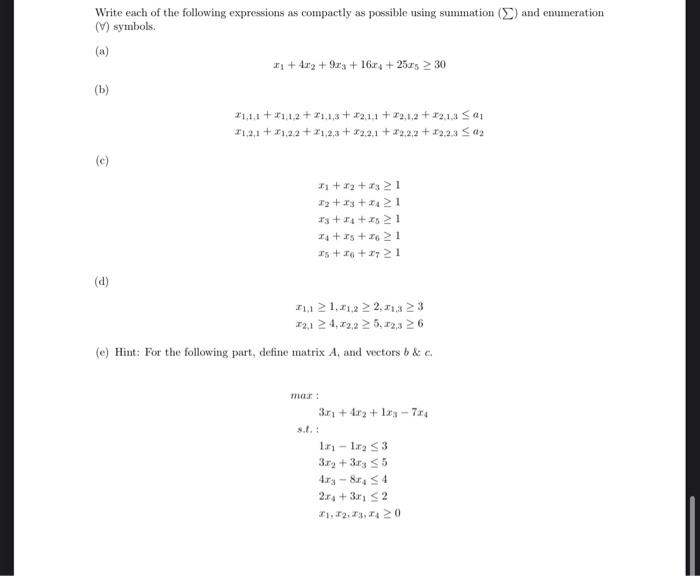 Solved Write each of the following expressions as compactly | Chegg.com