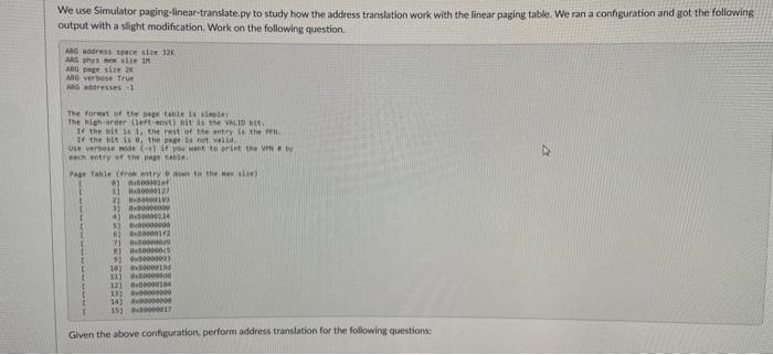 Solved We use Simulator paging-linear-translate.py to study | Chegg.com