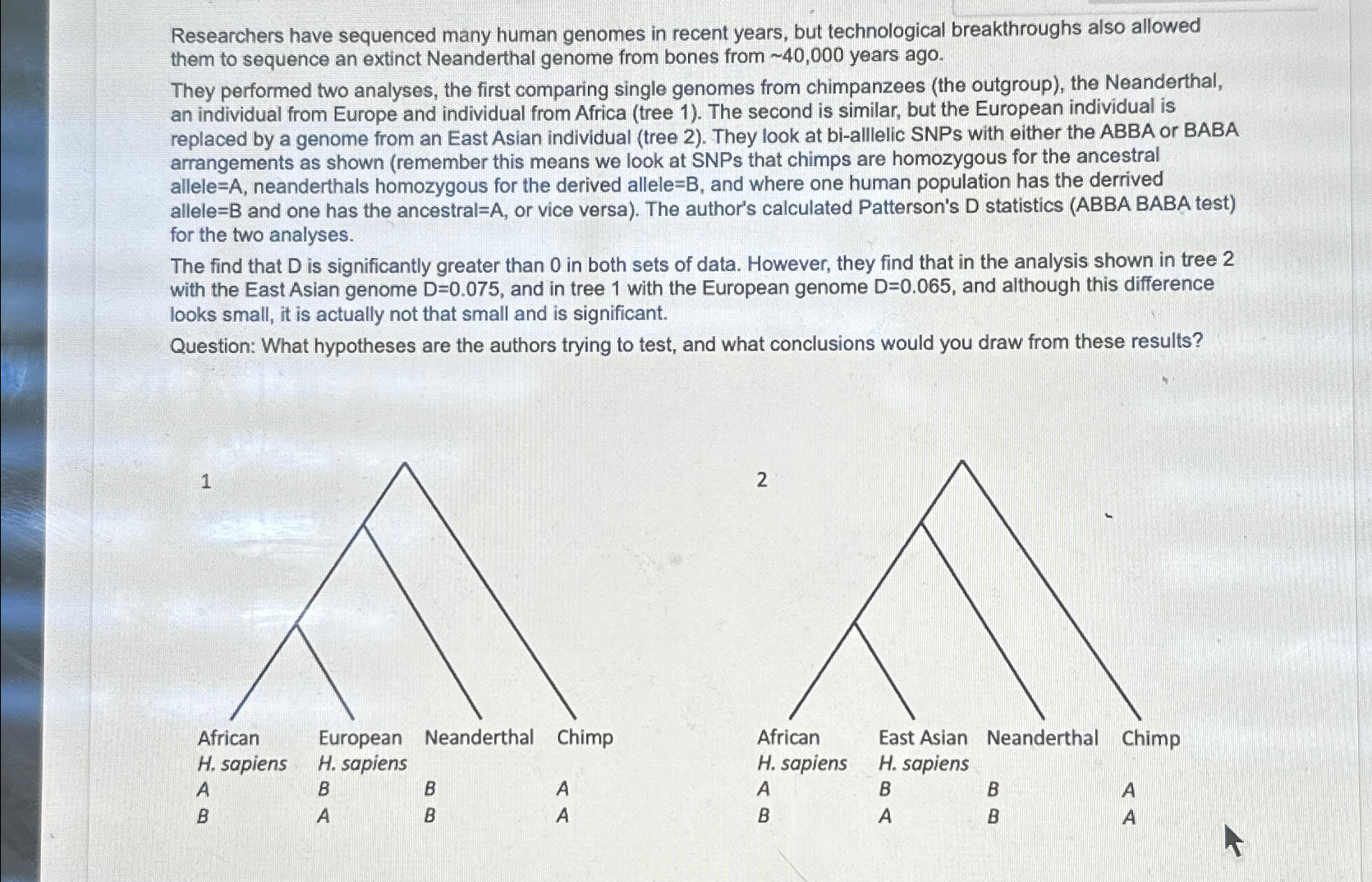 Solved Researchers have sequenced many human genomes in | Chegg.com
